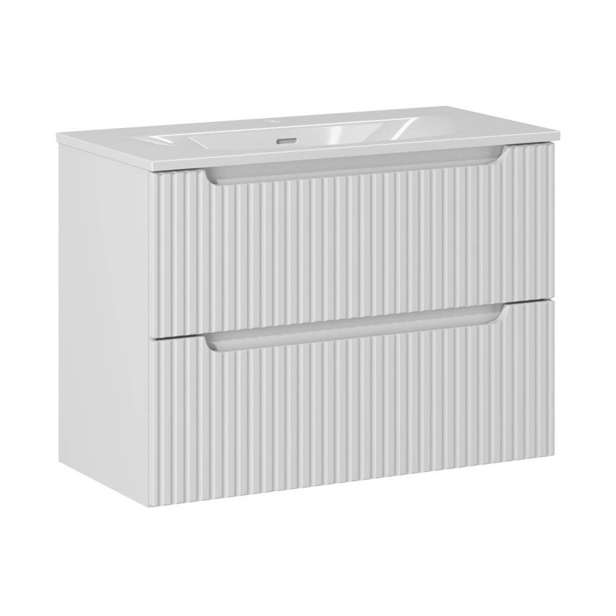 Waschplatz Iluna White 80cm mit Einbaubecken | white
