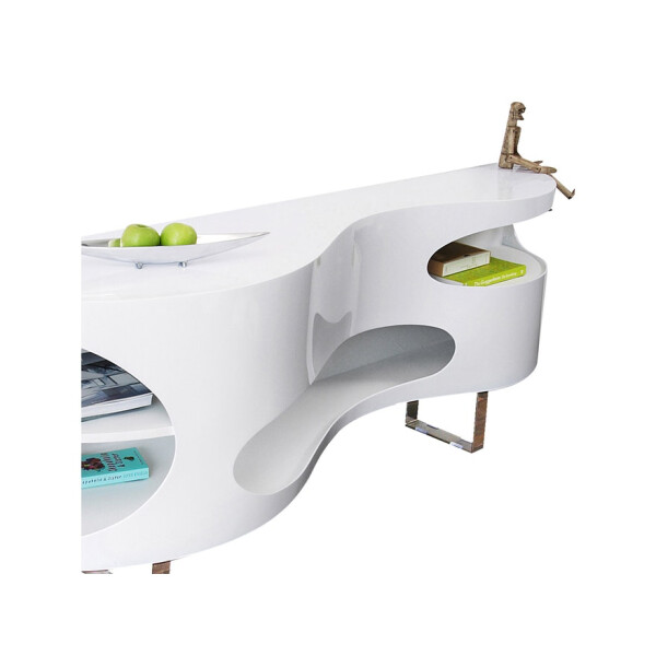Sideboard SwingIt 200cm Retro 60`s Design | weiß-glanz
